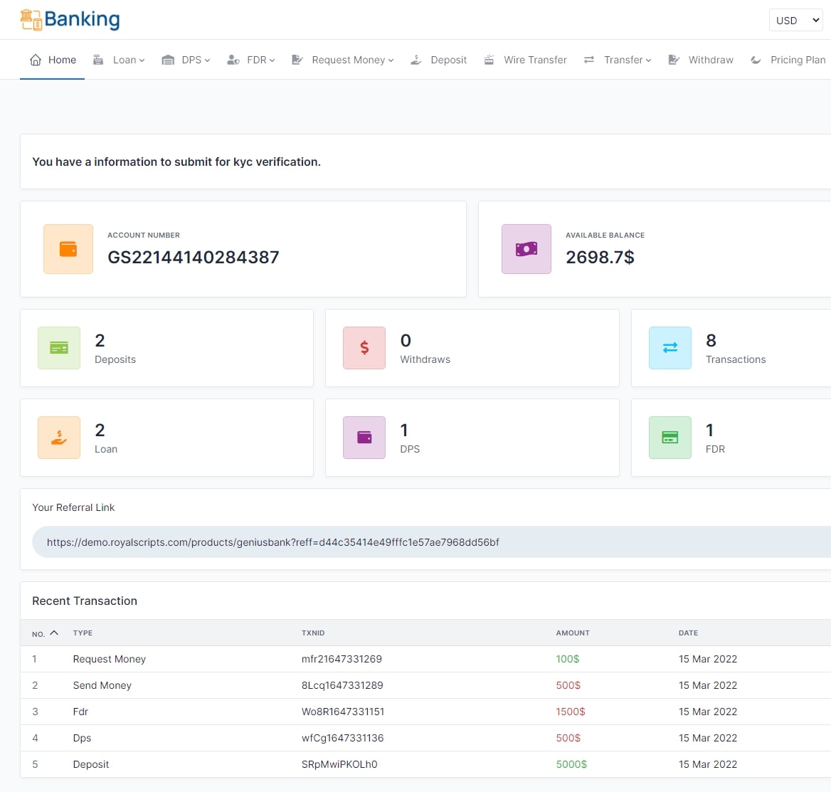 Bank King - Laravel Banking Website and Mobile Apps Bundle by GeniusOcean